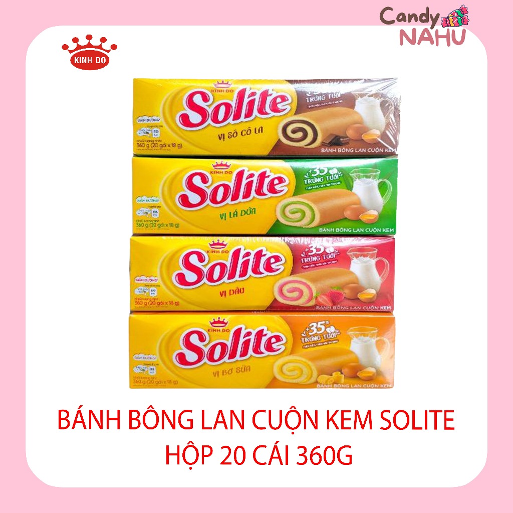 Bánh bông lan cuộn kem Solite hộp 20 cái 360g | Shopee Việt Nam