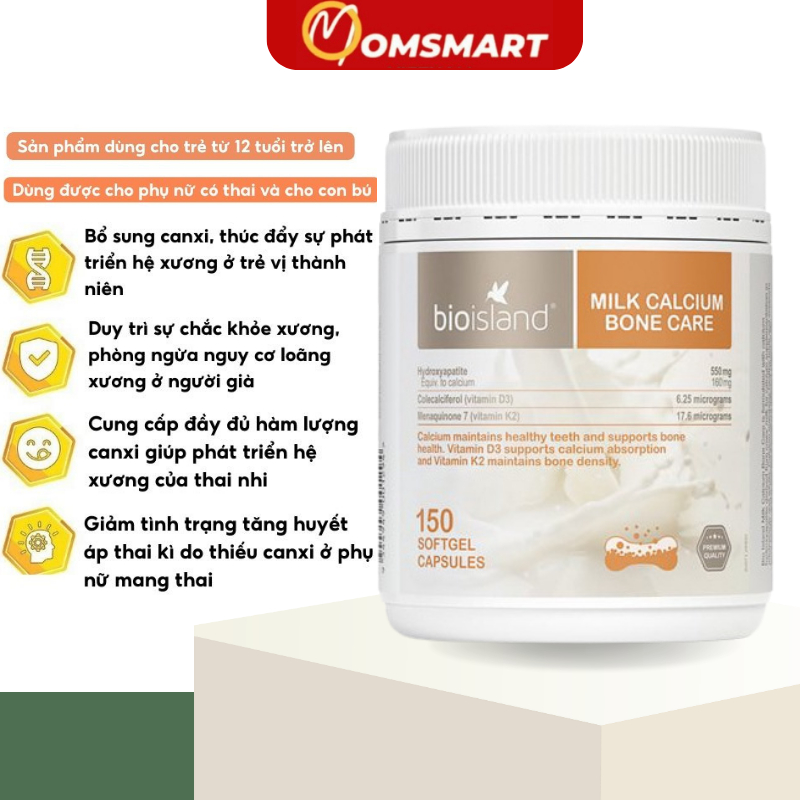 Viên uống Canxi sữa hữu cơ, Calcium Bone Care Bioisland 150 viên cho ...