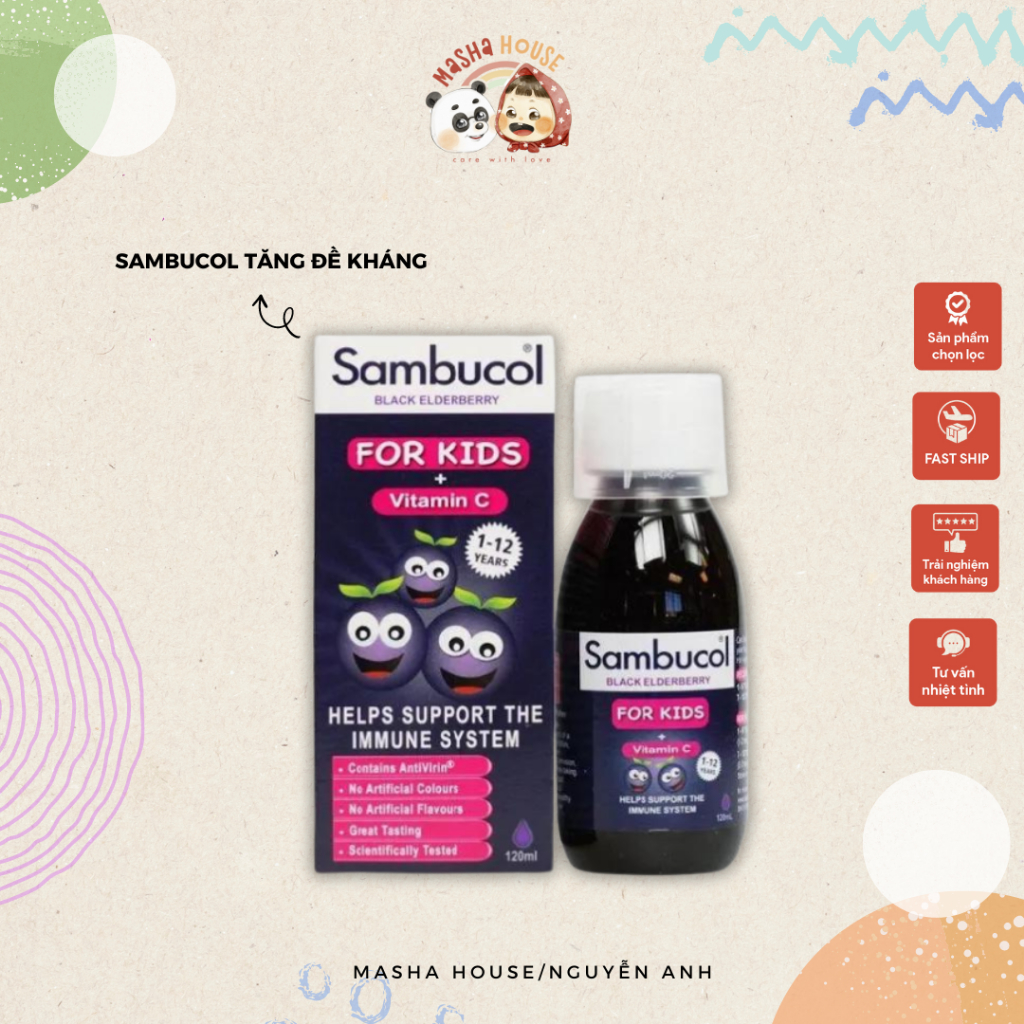 SAMBUCOL Tăng Đề Kháng Cho Bé Từ 1 đến 12 Tuổi, Chiết xuất từ Quả Cơm ...