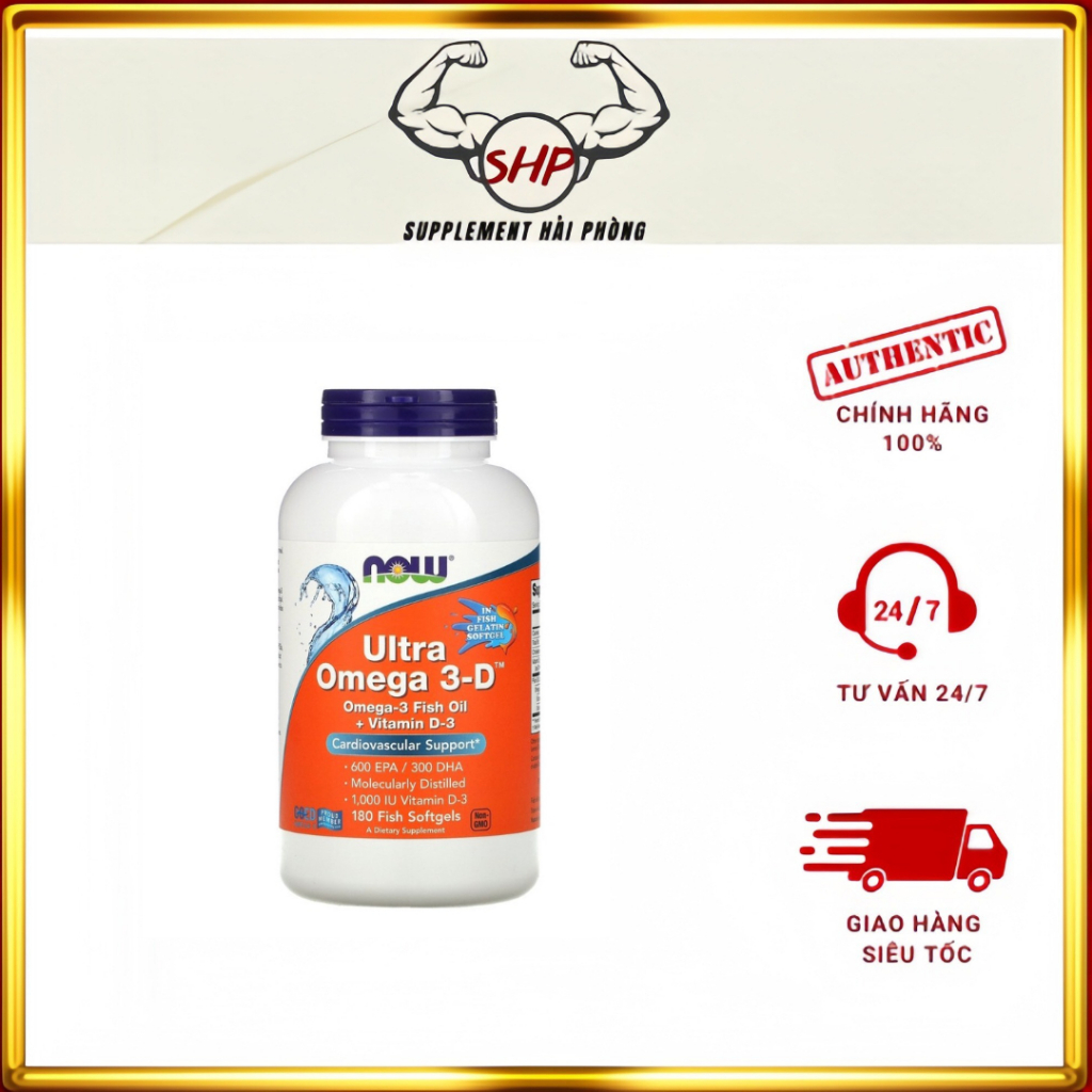 ( 90v - 180v) Viên uống dầu cá Now Ultra Omega 3-D, 600 EPA / 300 DHA ...