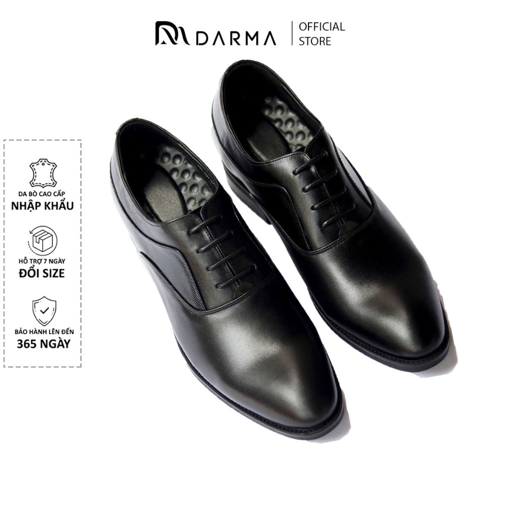 Giày Tây Nam Trung Niên Kiểu Dáng Oxford Cao Cấp Buộc Dây Da Bò Đế Cao Su Tăng Chiều Cao 6.5cm ...