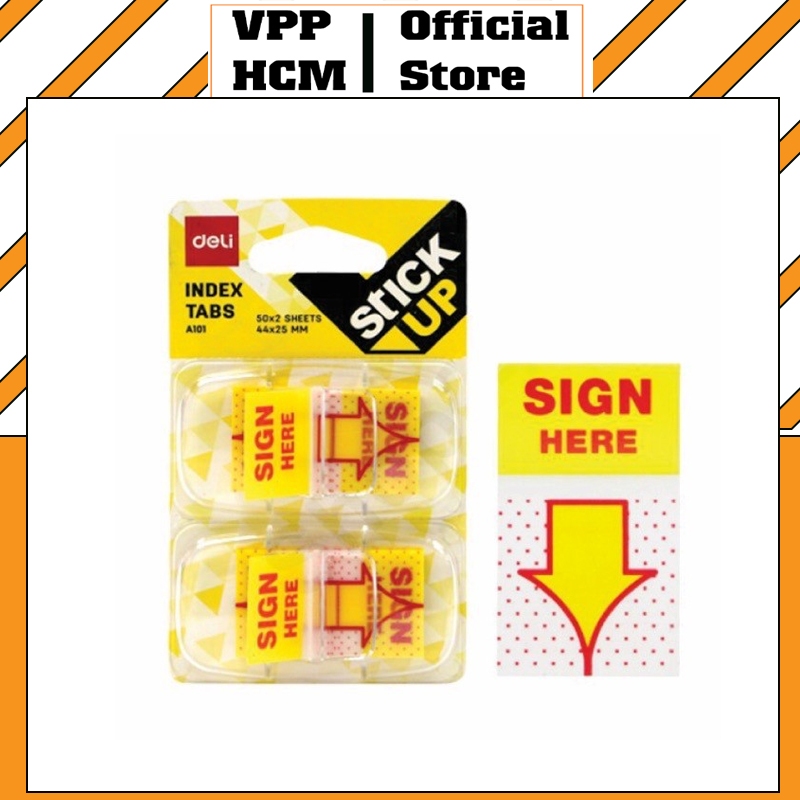 Giấy note phân trang SIGN HERE A101 Deli - giấy note trình ký SIGN HERE ...