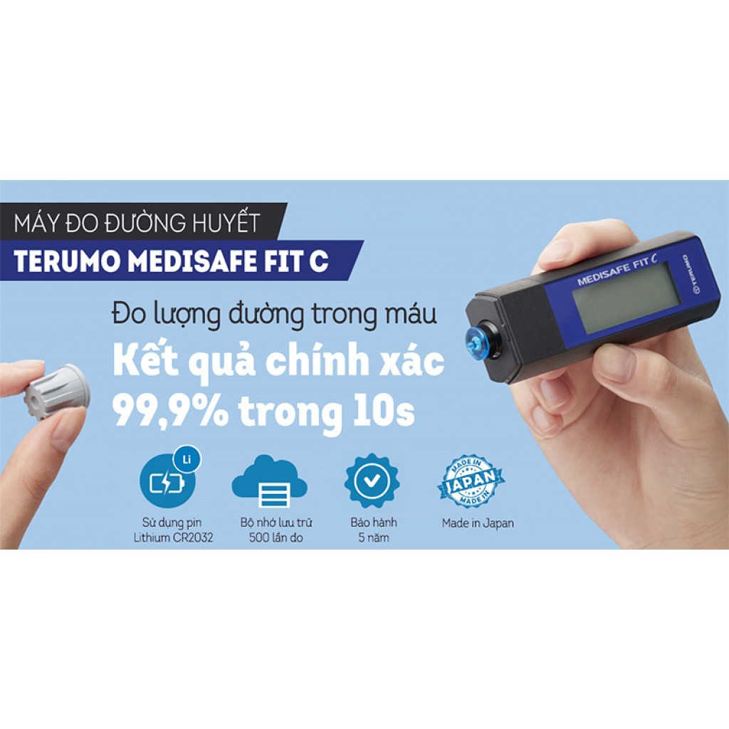(Máy chính hãng) -Máy Đo Đường Huyết Terumo Medisafe Fit C + 5 que + 5 ...
