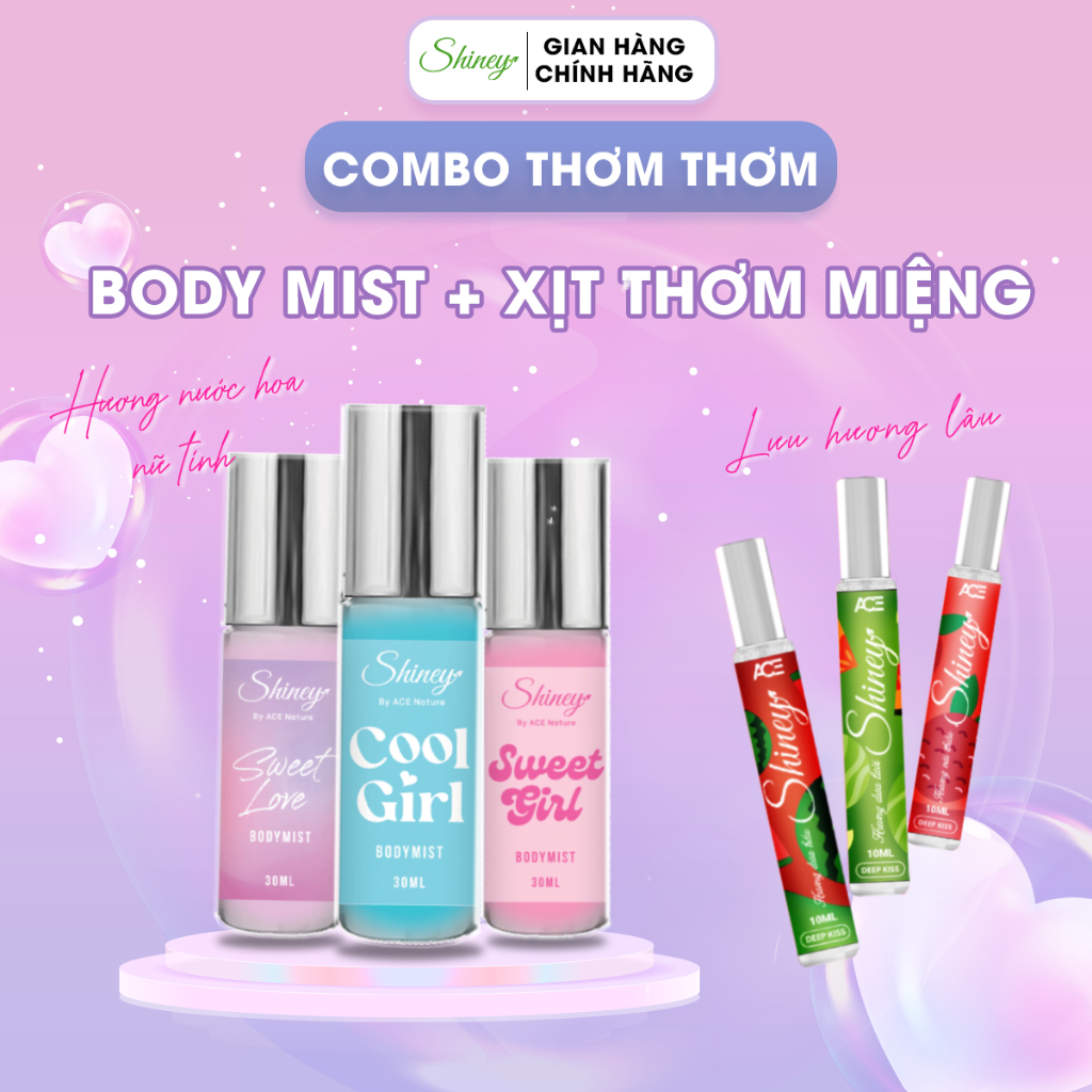 Combo Thơm Thơm - Body mist Shiney 30ml & Xịt thơm miệng Shiney 10ml ...