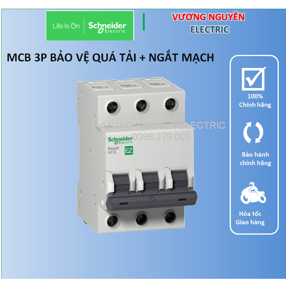 MCB 3P 3 pha 4.5kA 6A/10A/16A/20A/25A/32A/40A/50A/63A SCHNEIDER Aptomat ...