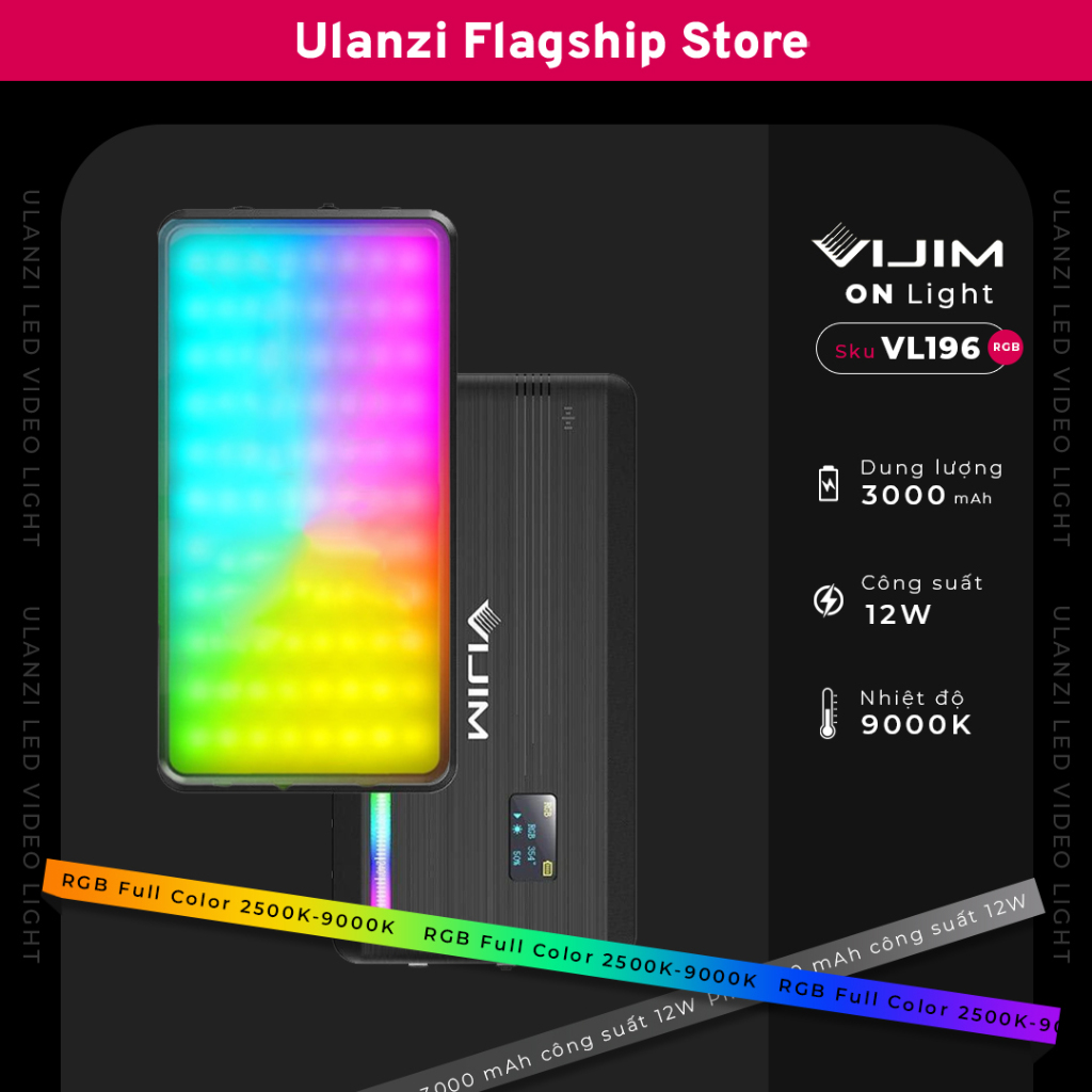 Ulanzi VIJIM VL196 RGB Light Đèn led Studio mini - Đèn chỉnh màu 2500 - 9000K | Shopee Việt Nam