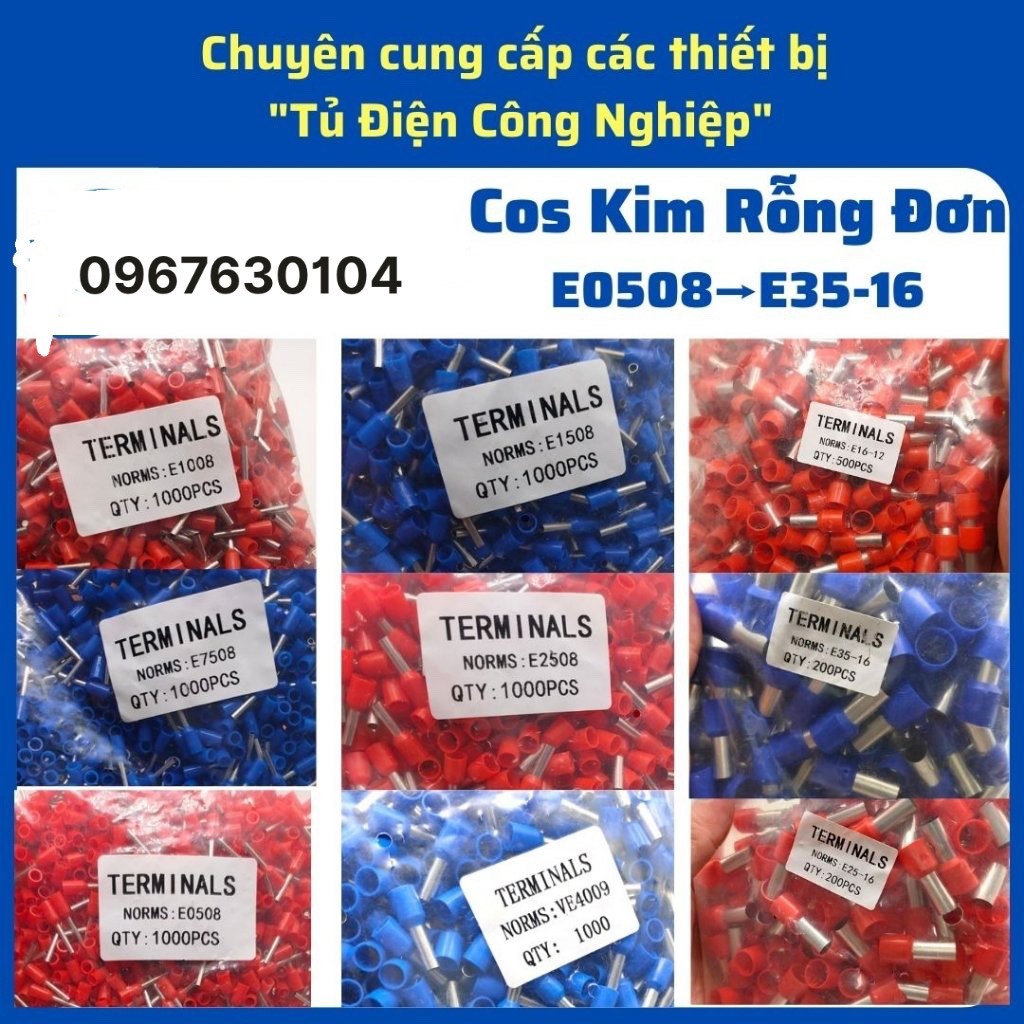 [1000 chiếc] Cos kim rỗng, đầu cos dây điện, cos pin rỗng, đầu cos kim ...