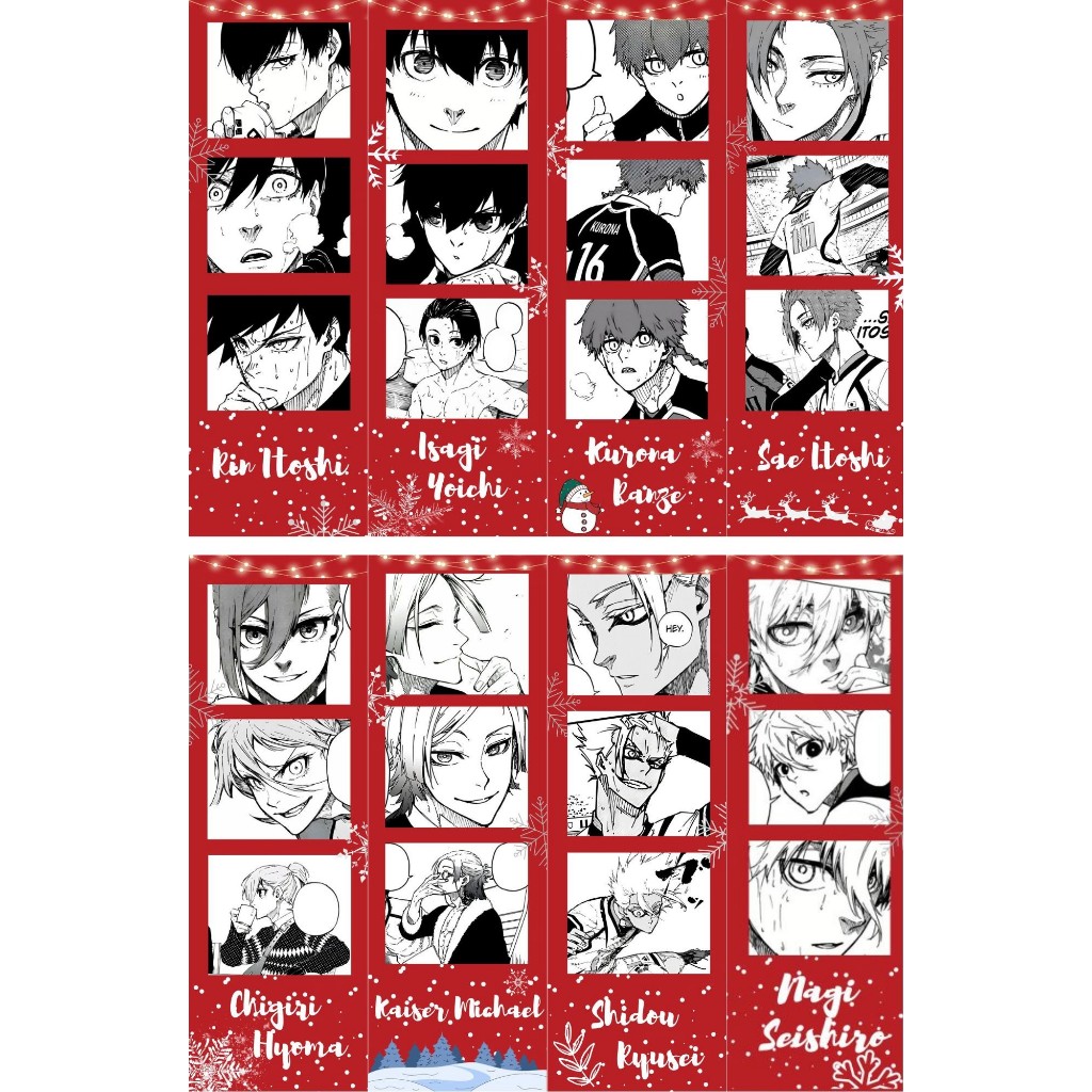 Photostrip 5x15cm Anime Blue Lock giáng sinh ,noel char Kaiser, Rin ...
