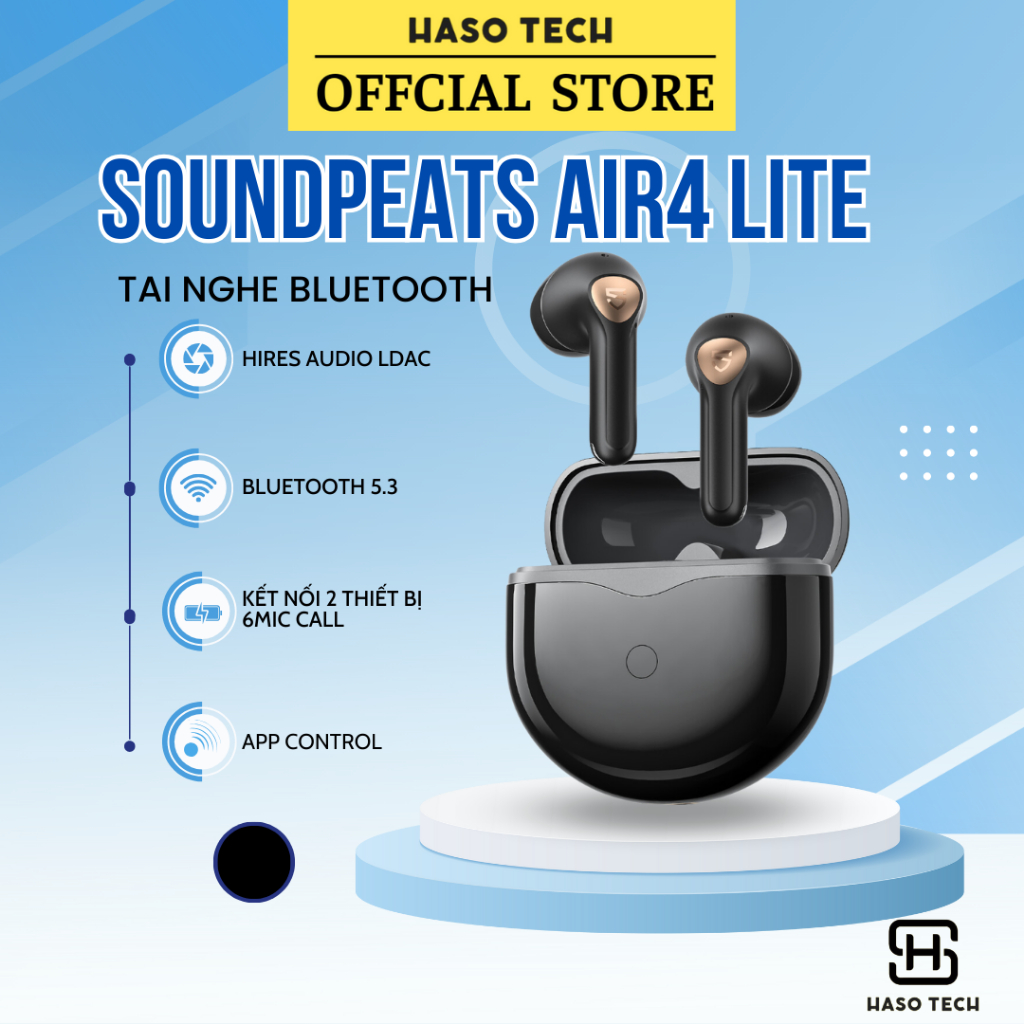Tai Nghe True Wireless SoundPEATS Air4 Lite Hires Audio LDAC 6Mic Bluetooth 5.3 | HASOTECH ...