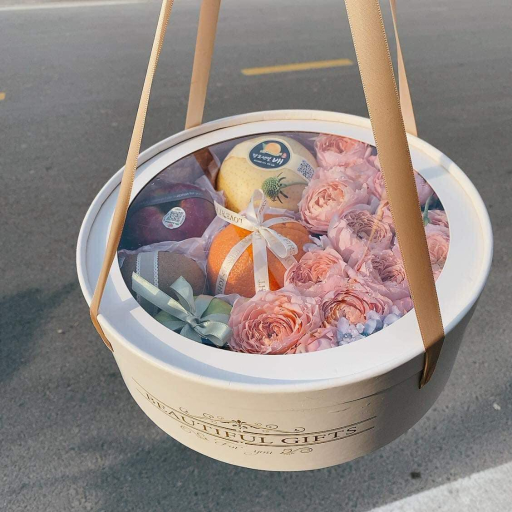 Bộ 3 chiếc hộp tròn mặt mika Beautiful Gifts cắm hoa tươi, hoa sáp, hộp ...