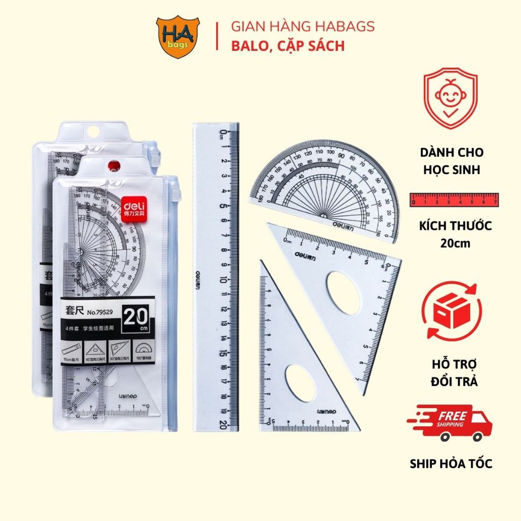 Bộ Thước đo Eke 4 Món Hb1020 Thước Thẳng Dài 20cm Shopee Việt Nam