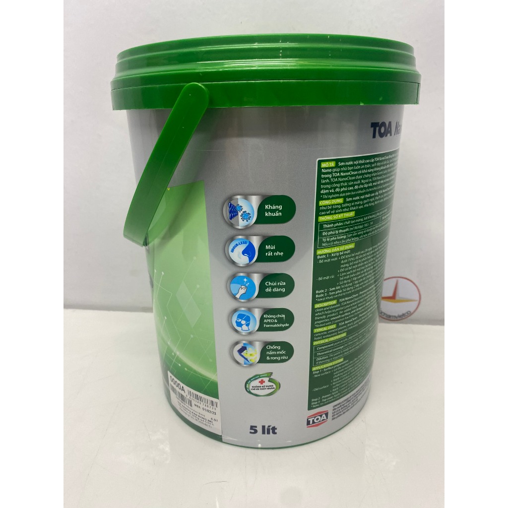 Sơn nước nội thất cao cấp TOA Nanoclean màu xám 8323_ 5L | Shopee Việt Nam