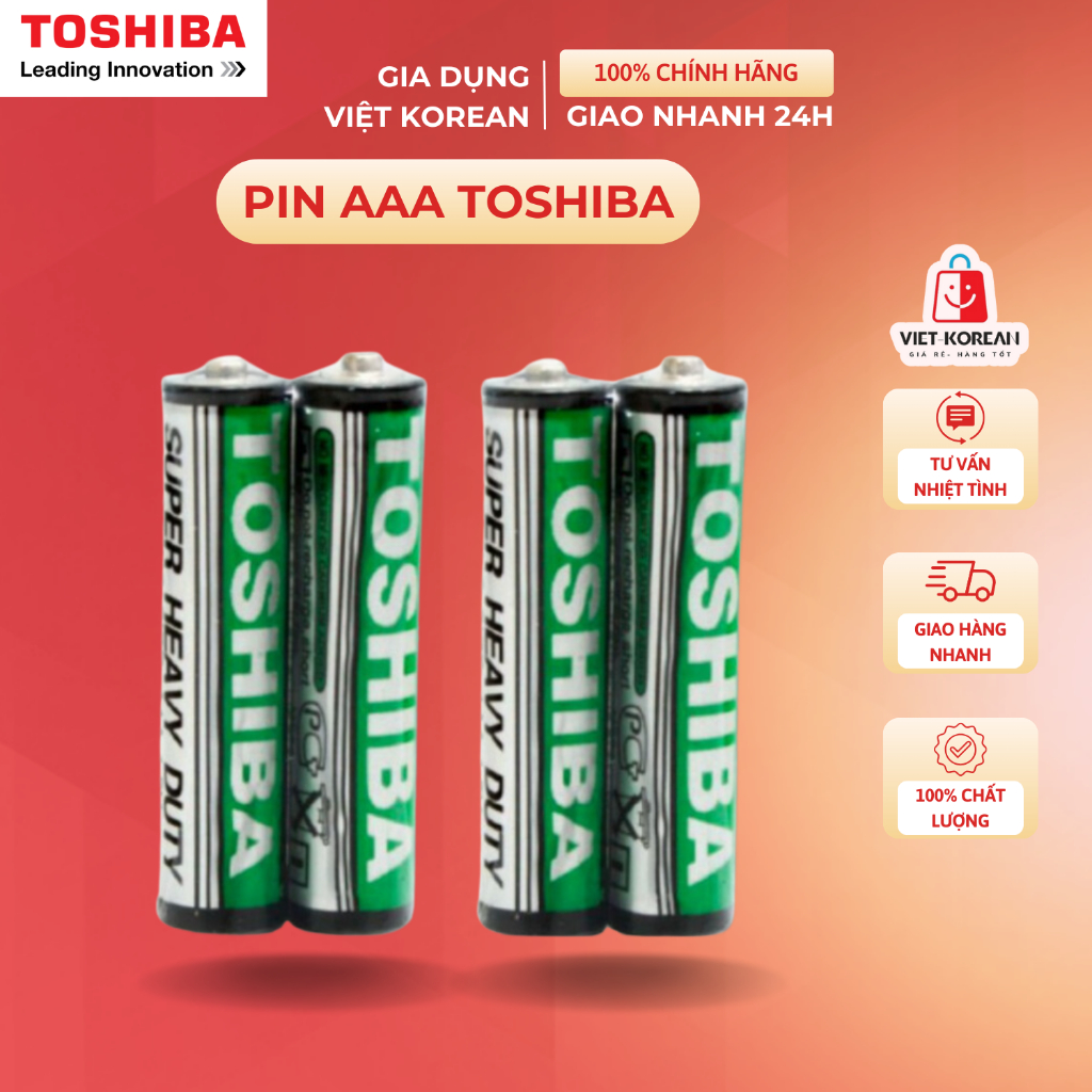 Pin tiểu AAA Toshiba 2 viên 1.5v chính hãng (pin số 7, pin tiểu nhỏ ...