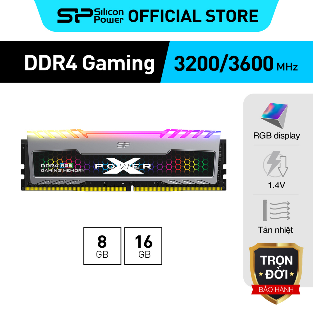 Ram máy tính tản nhiệt DDR4 Gaming RGB Silicon Power XPOWER Turbine 8GB ...