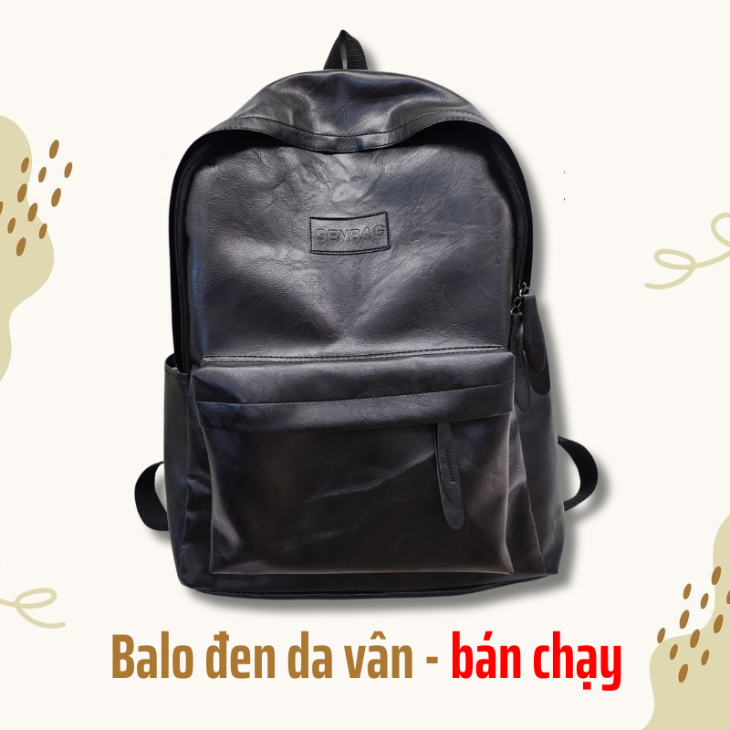 Balo da nữ đi học GENBAG balo da pu nam nữ ulzzang chống thấm nước basic trơn đựng laptop 15,6 ...