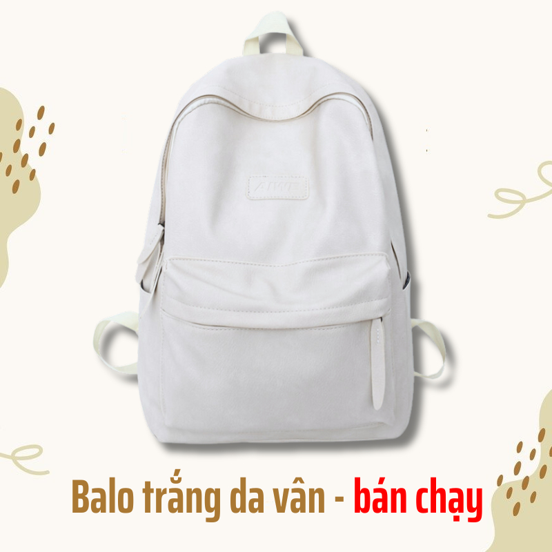 Balo da nữ đi học GENBAG balo da pu nam nữ ulzzang chống thấm nước basic trơn đựng laptop 15,6 ...
