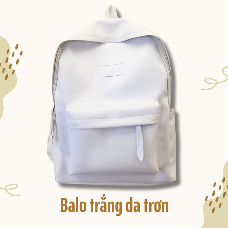 Balo da nữ đi học GENBAG balo da pu nam nữ ulzzang chống thấm nước basic trơn đựng laptop 15,6 ...