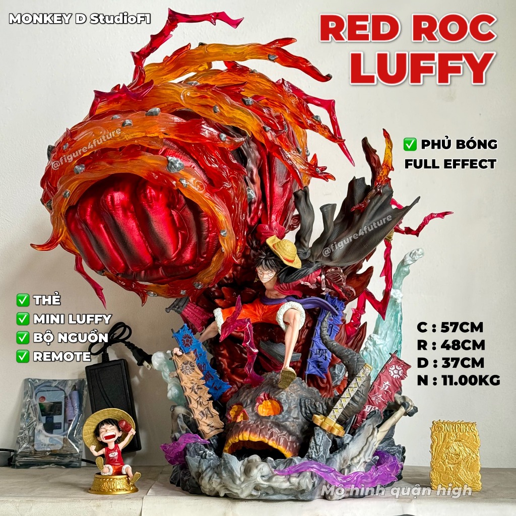 (Siêu phẩm LED 2023) Mô hình Luffy Red Roc cao 57CM có LED - Mô hình ...