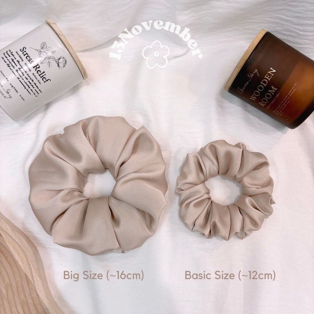 [SIÊU TO] Scrunchies Set Cột Tóc Vải Hoạ Tiết Thỏ Nâu Vintage Size Lớn Xinh Xắn Dễ Thương Phồng ...