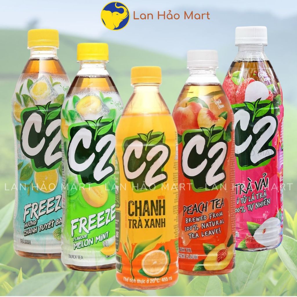 Lốc 6 chai trà xanh hương chanh tuyết bạc hà C2 Freeze/ C2 Đào/ C2 ...