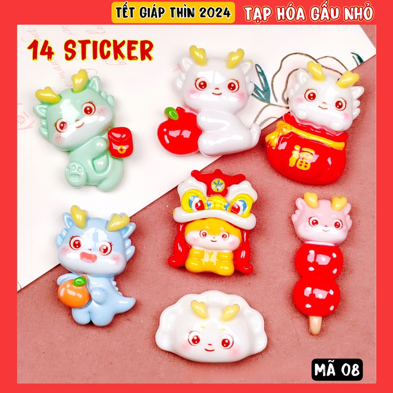 Bộ 14 Sticker, Charm 3D chủ đề Tết 2025 ẤT MÙI DIY gắn Dép CÁ SẤU Dép ...