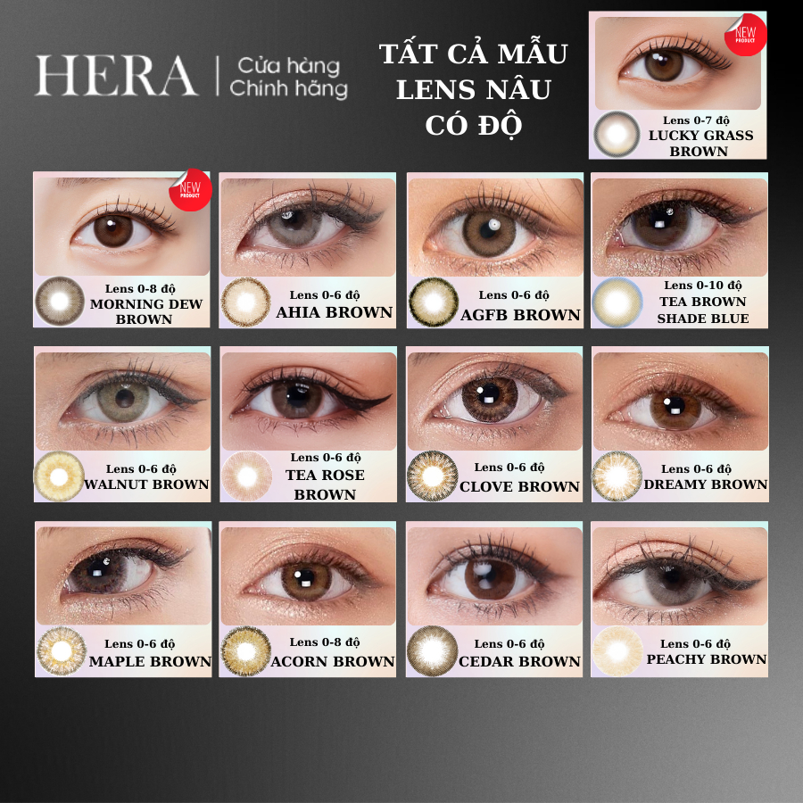Lens cận nâu từ 0 đến 8 độ 8 mẫu kính áp tròng màu brown cận Hàn Quốc ...