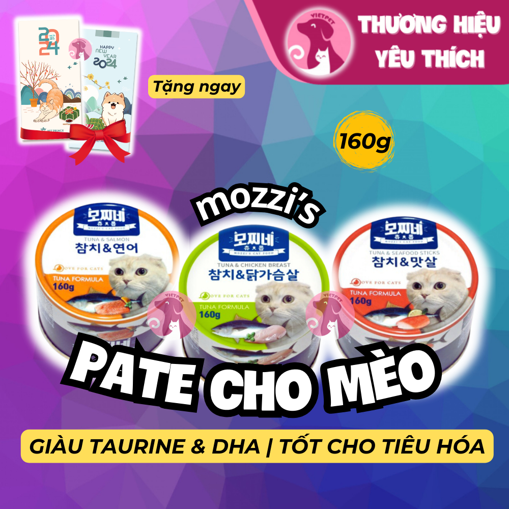 (Tặng Quà) Thức Ăn Cho Mèo Pate Mozzi - 160g - Nhập Khẩu Hàn Quốc | Thịt Hộp Dạng Lon Mozzi's ...