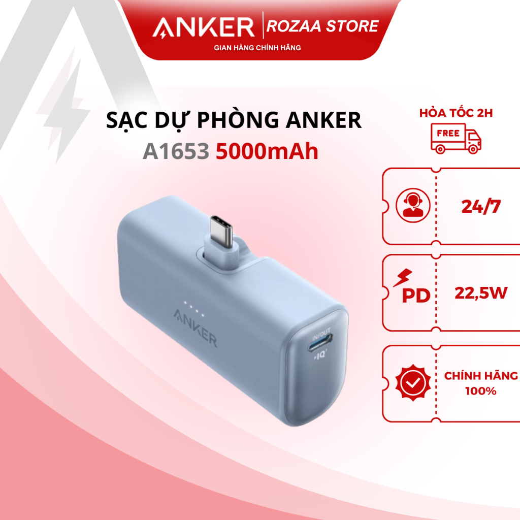 Sạc Dự Phòng Anker A1653 Nhỏ Gọn PD 22.5W 5000mah - Bảo hành 12 tháng ...