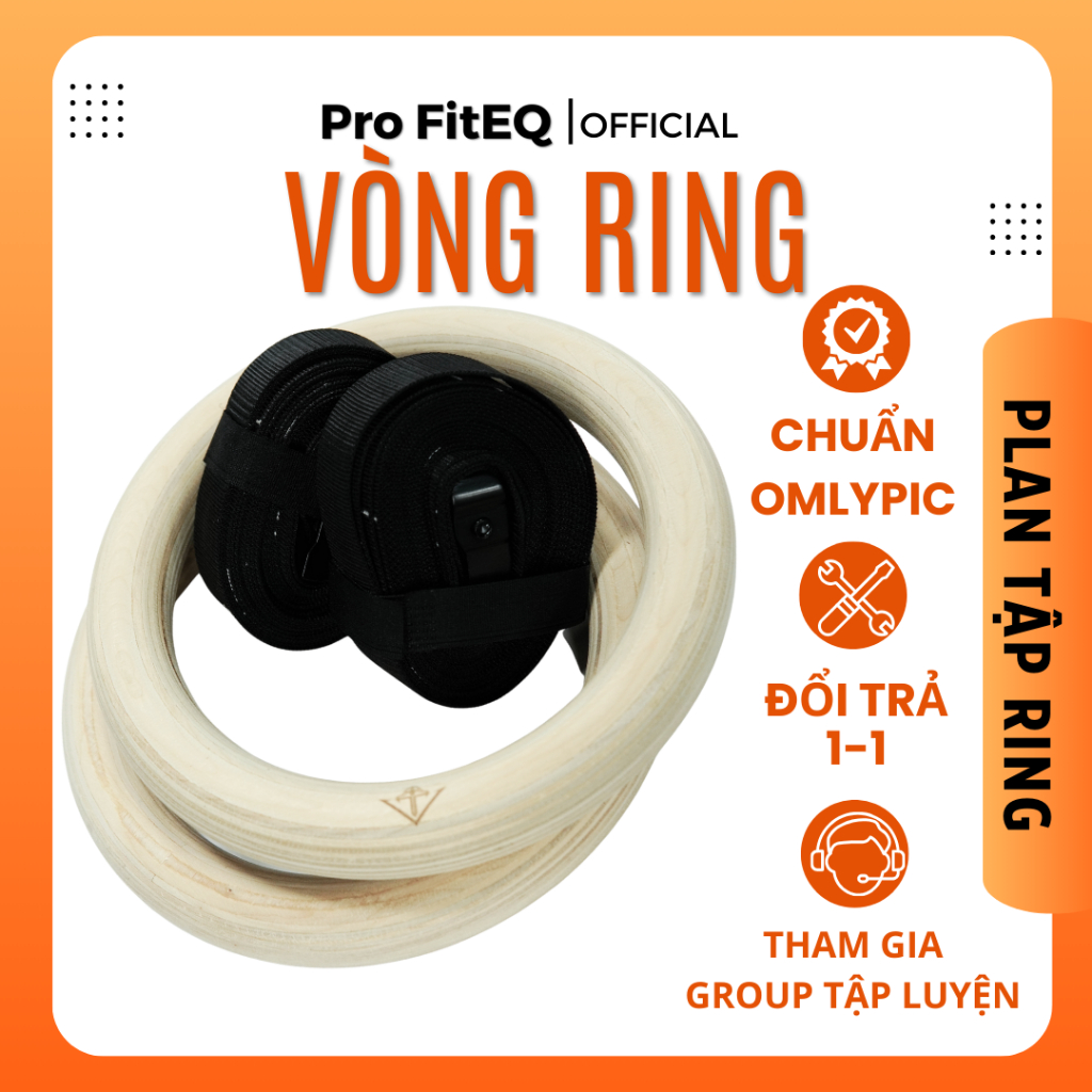 Vòng Treo Gymnastic Rings Gỗ Bạch Dương Hỗ Trợ Tập Dip Với Xà Đơn, GYM ...