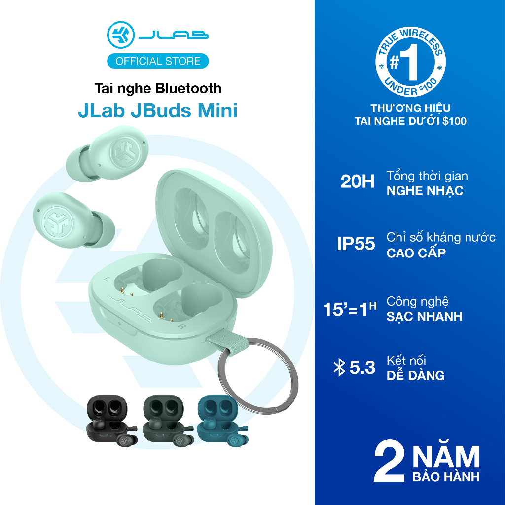 Tai nghe Bluetooth TWS Jlab Jbuds Mini nhỏ gọn bass mạnh nghe 20H kết ...