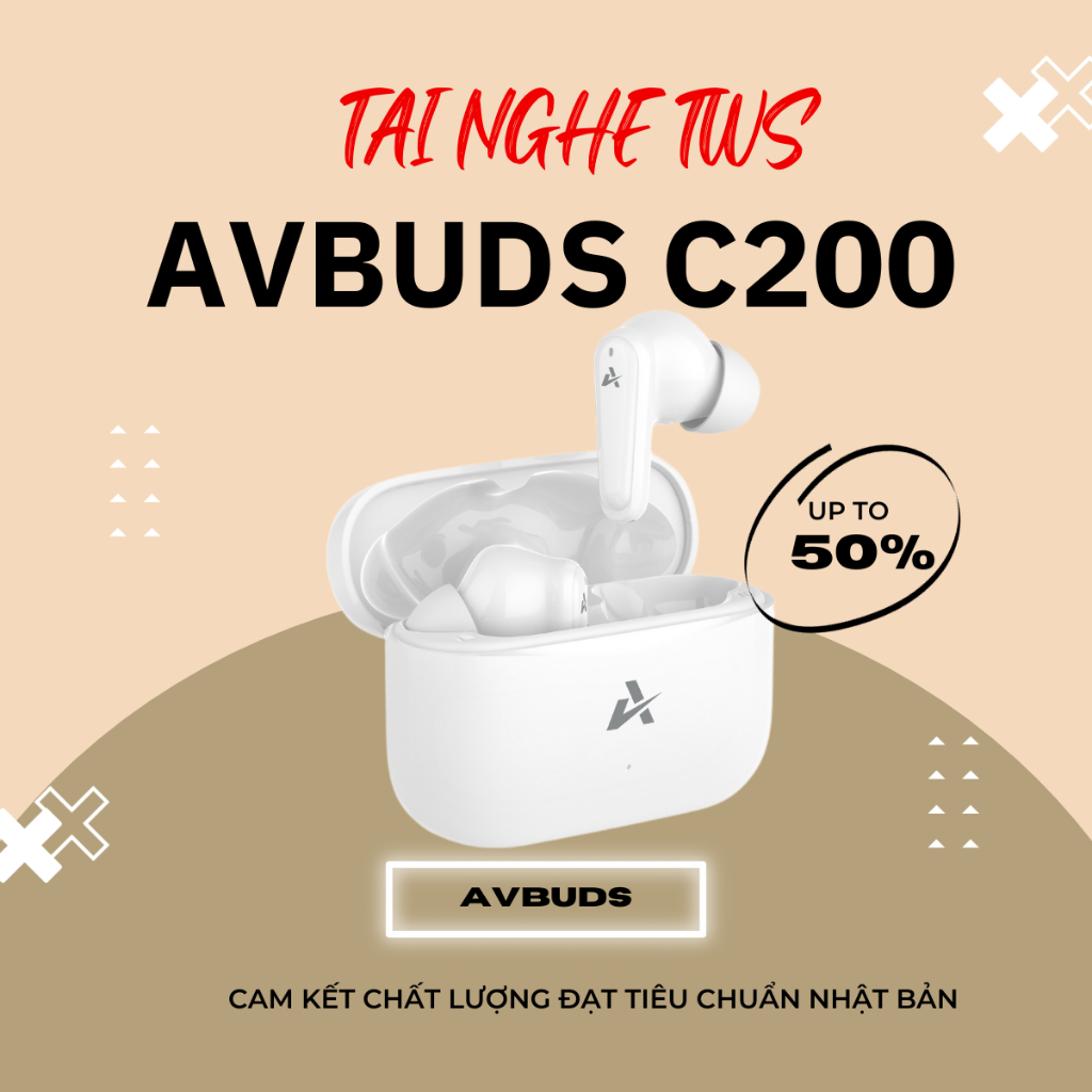 Tai Nghe TWS Avbuds C200 Thời Lượng Pin 24H, Chống Ồn (ENx), ACC Codec ...