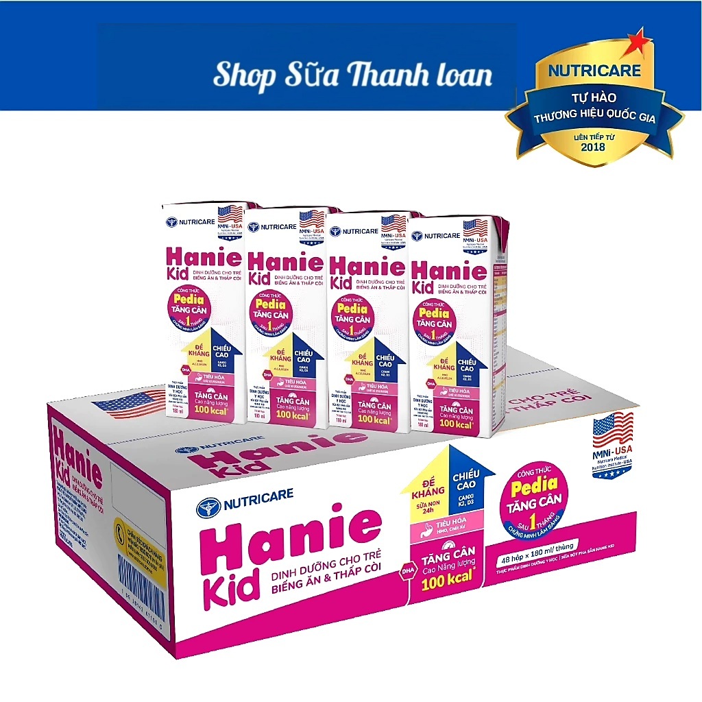 [HSD T5-2025] Thùng 48 Hộp Sữa Nước Nutricare Hanie Kid 180ml Cho Trẻ ...