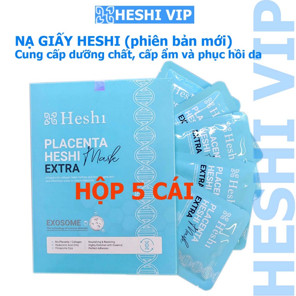Mặt nạ Heshi Placenta Heshi Mask (mẫu mới) Hộp 5 cái dưỡng ẩm kích ...