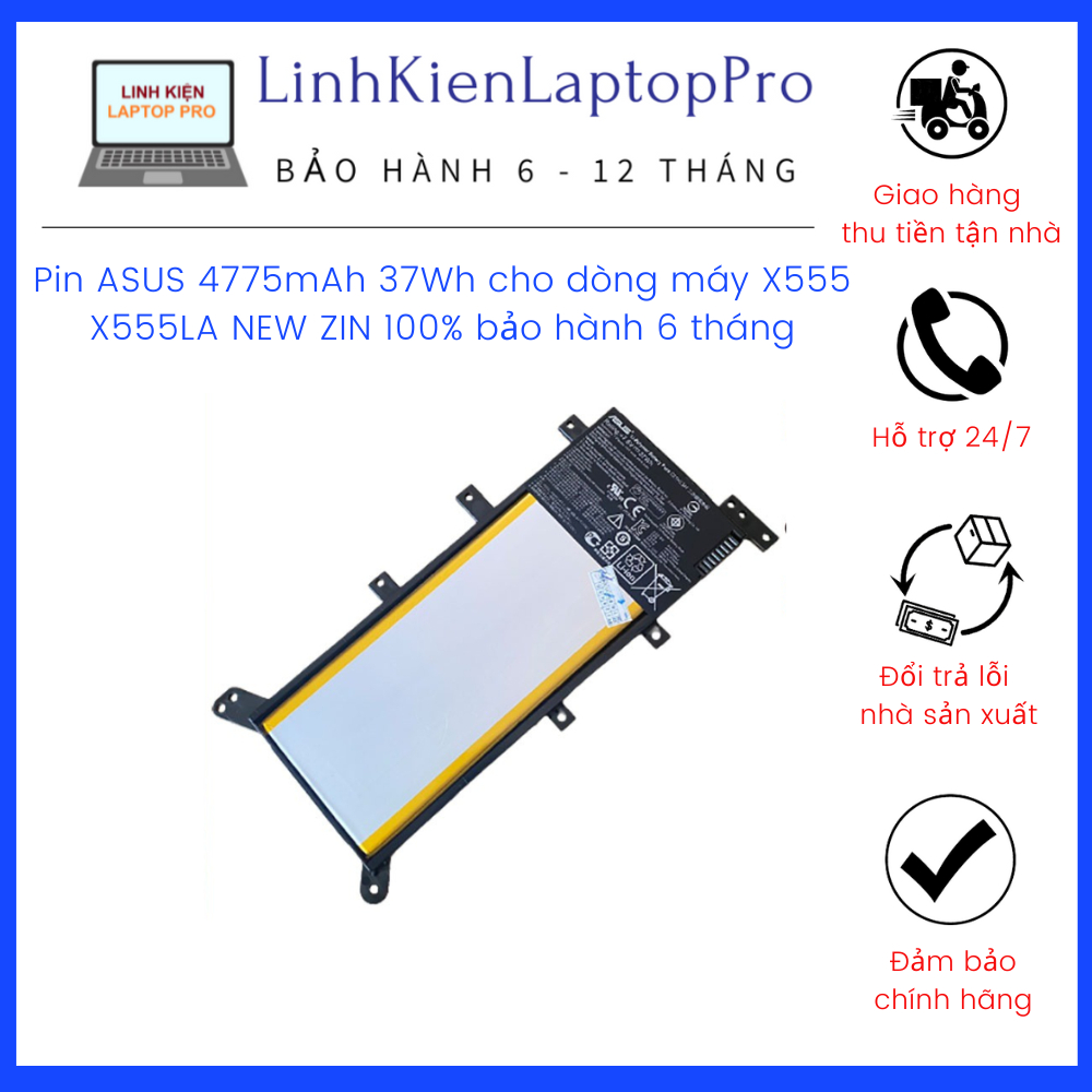Pin Zin Laptop ASUS 4775mAh 37Wh cho dòng máy X555 X555LA X555LD A555L ...