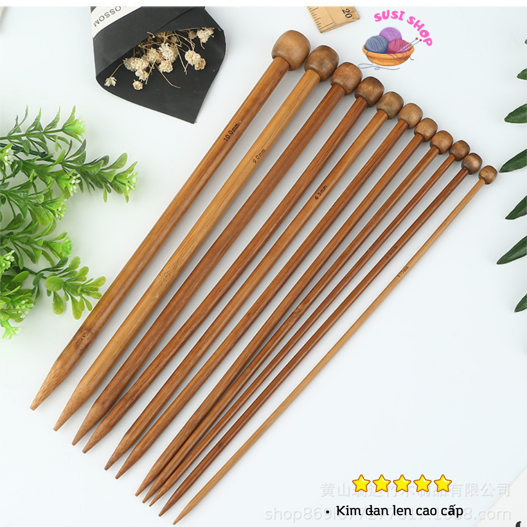 Kim đan len bằng tre nhiều kích thước dài 25cm | Shopee Việt Nam