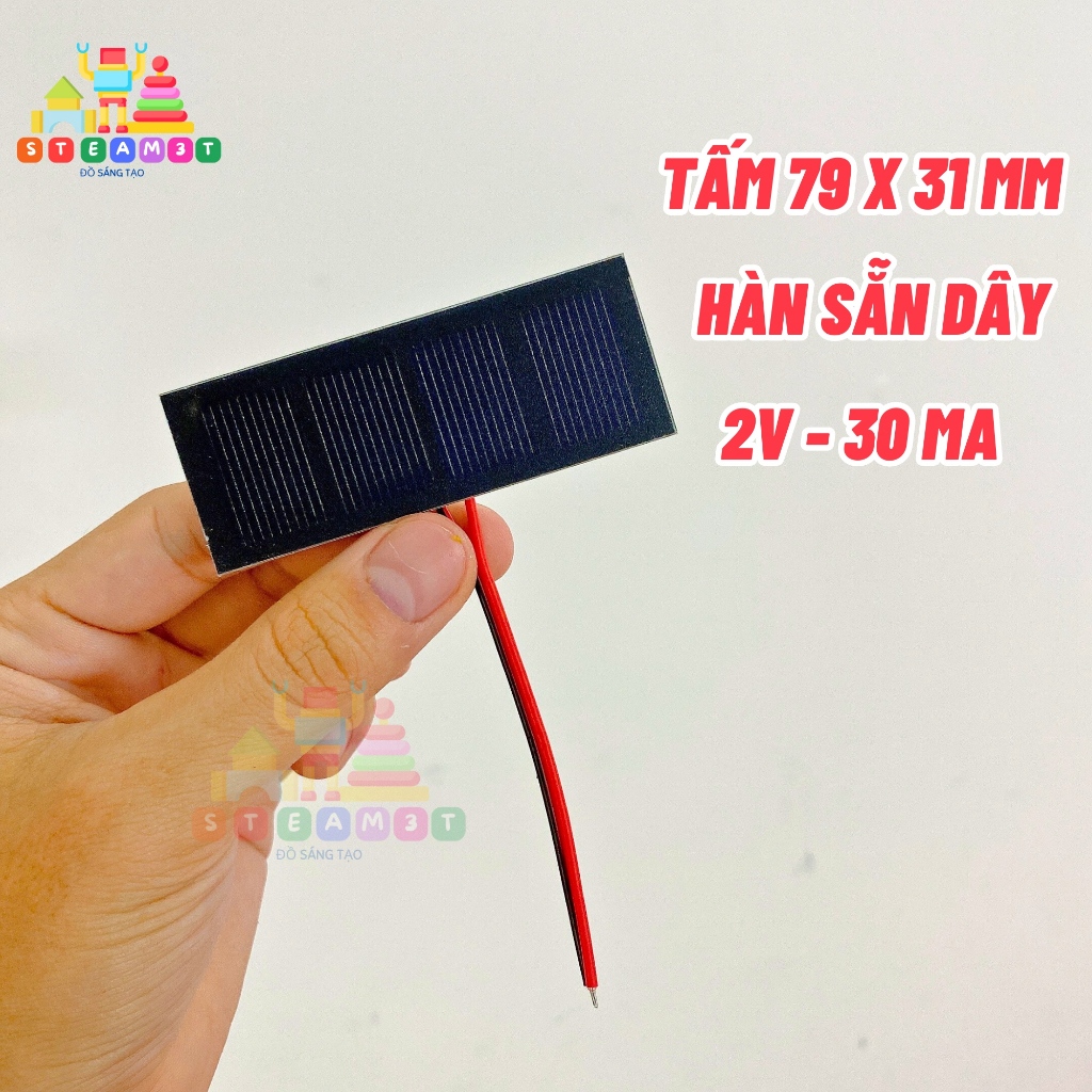 Tấm pin Mặt Trời mini 2V 30mA đã hàn sẵn dây | Shopee Việt Nam