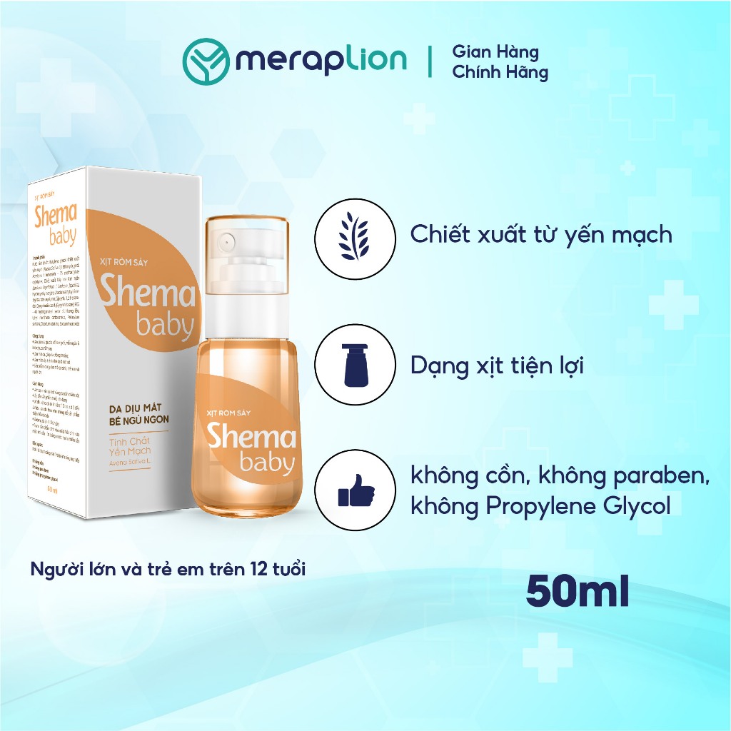 Xịt rôm sảy hăm tã SHEMA BABY 50ml hỗ trợ giảm rôm sảy, hăm tã và giúp ...