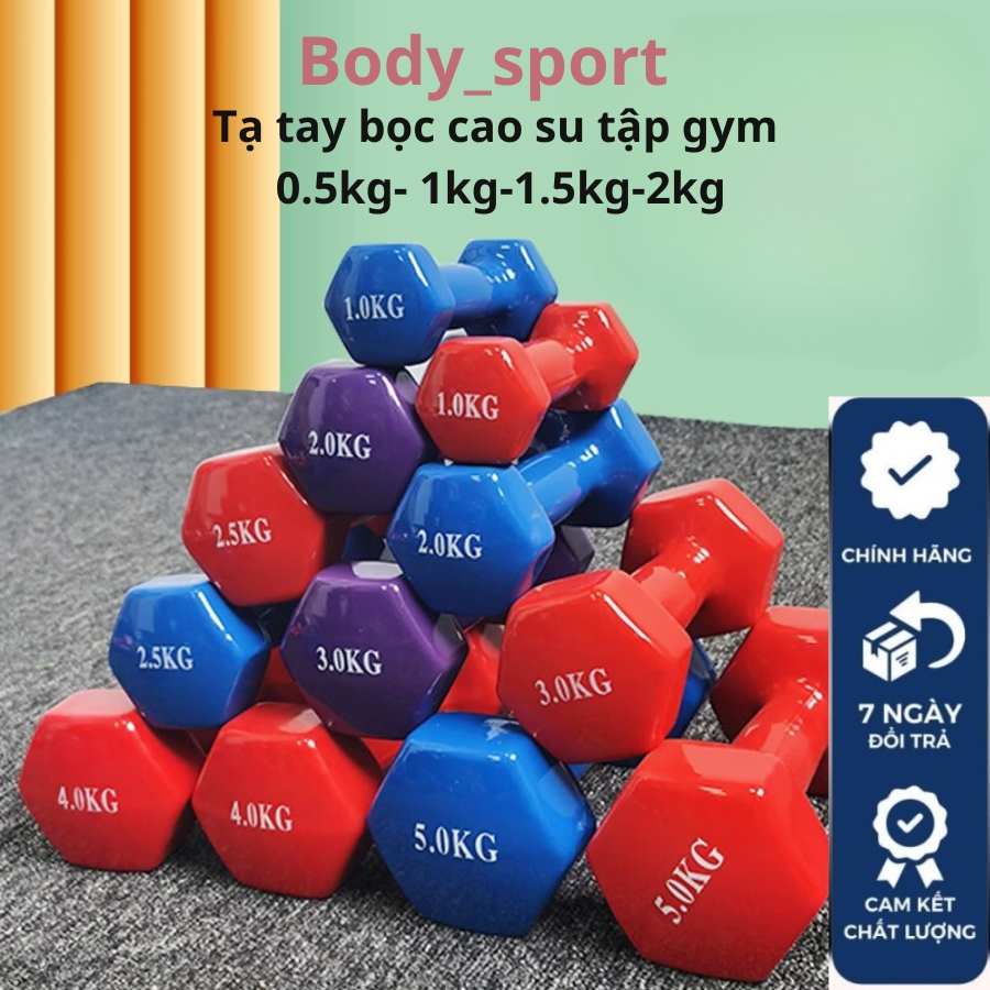 Tạ tay 2kg 1.5kg 1kg 0.5kg tạ tay lõi gang bọc cao su dành cho nam nữ tập gym yoga | Shopee Việt Nam