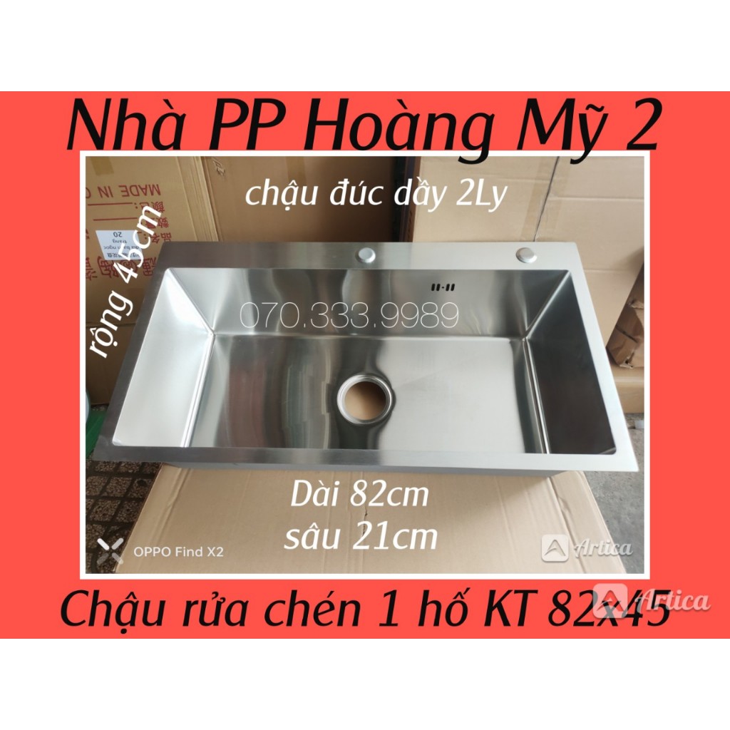 [Chậu 1 hố Đúc] Chậu rửa chén bát inox SUS304 1 hộc lớn KT 8245 dày 2Ly ...