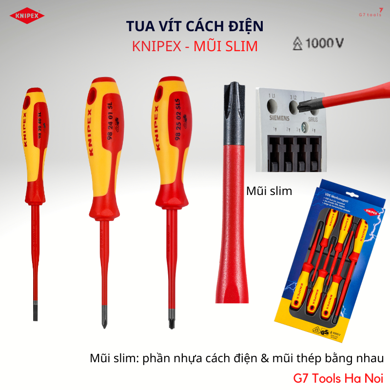 Tua Vít Knipex Mũi Slim 98 24 01 SL/ 98 24 02 SL/ 98 24 01 SLS/ 98 24 ...