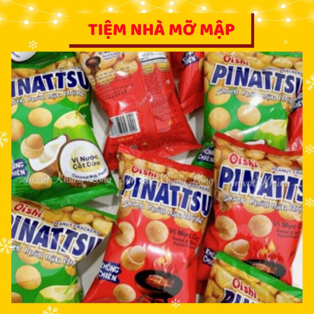Snack nhân đậu phộng Pinattsu Oishi vị nước cốt dừa và mực cay gói 13g ...
