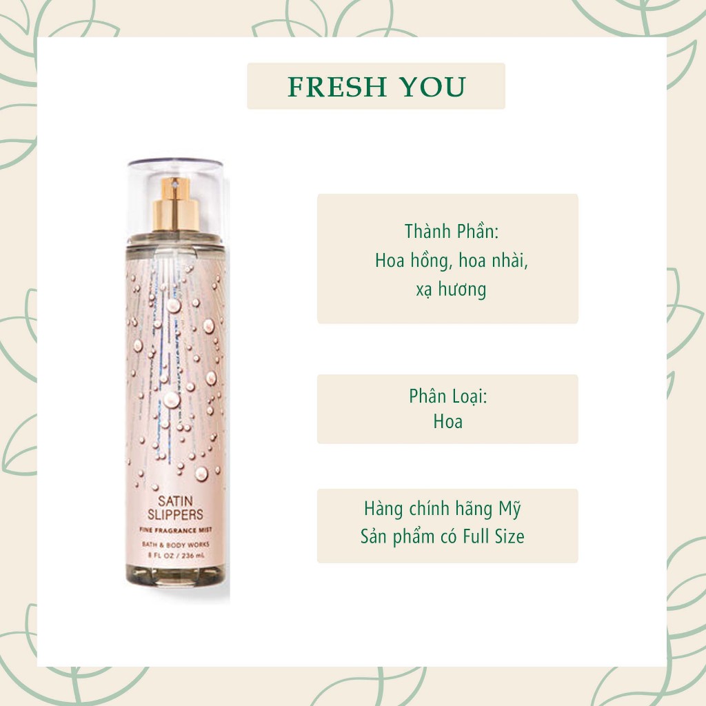 Satin Slippers - Full Xịt Thơm Toàn Thân Body Mist Bath & Body Works ...