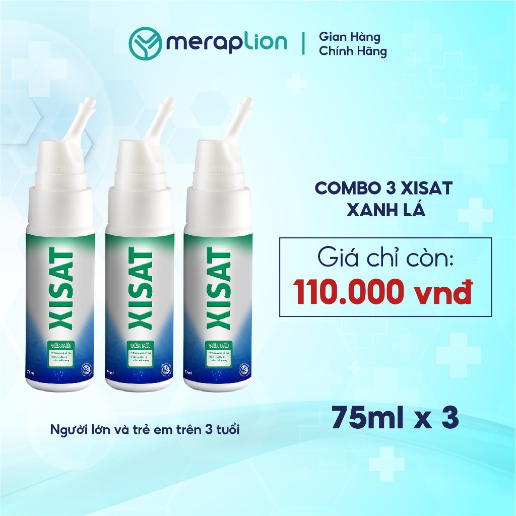 Combo 3 Xịt mũi nước biển sâu XISAT 75ml hỗ trợ giảm các triệu chứng ...
