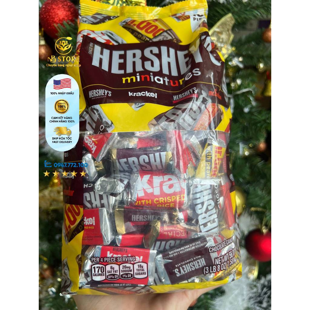 Tách lẻ nữa gói Socola Hershey’s Miniatures Chocolate 1.58kg - 180 VIÊN ...