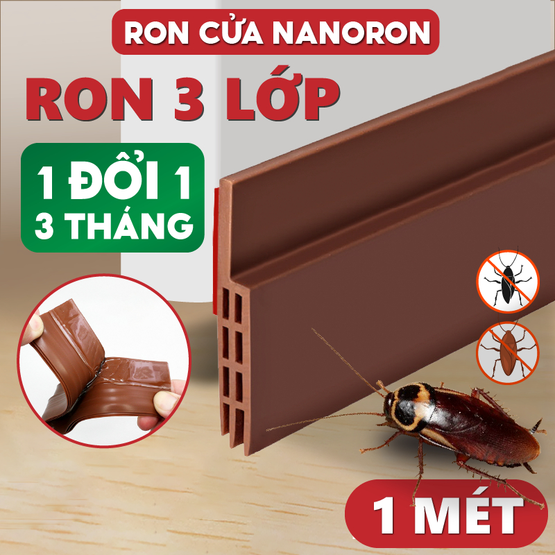 Thanh chặn khe hở cửa ra vào NANORON Ron cao su dán đáy cửa dày 5mm ...