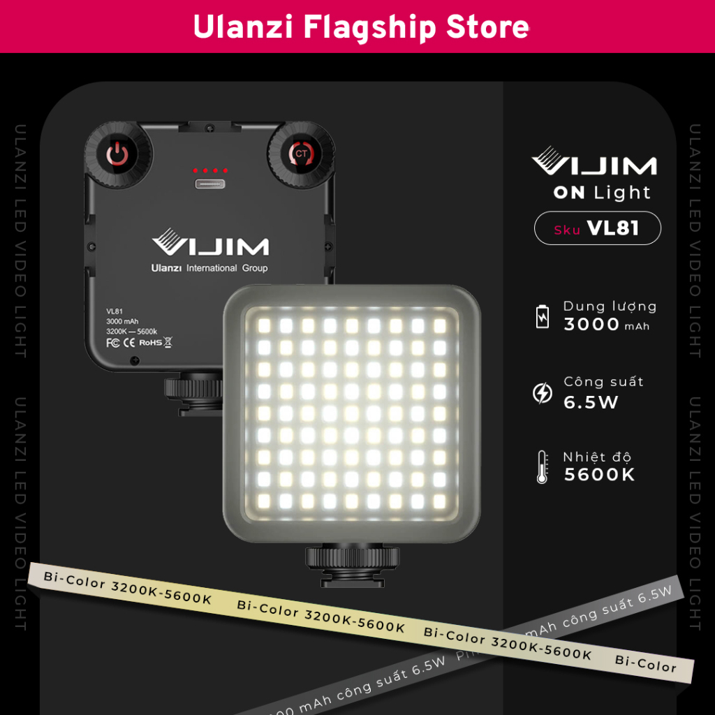 Ulanzi VIJIM VL81 Đèn chụp hình Studio mini Pin tích hợp 3000mAh công ...