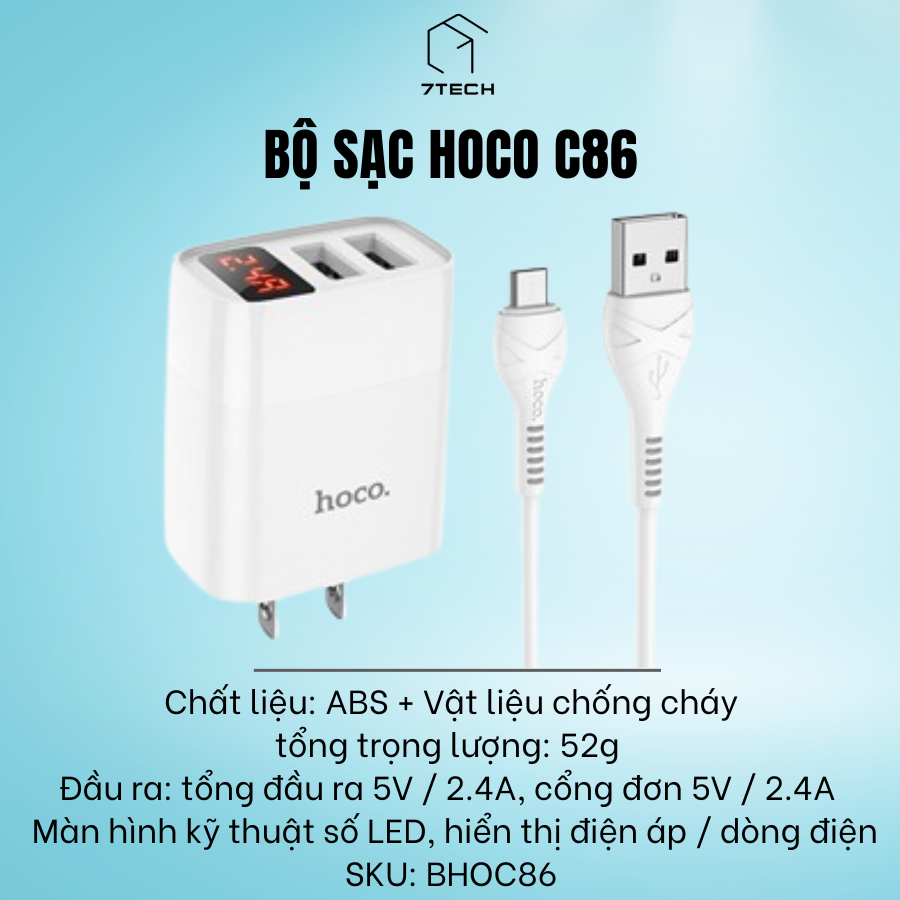 [Chính hãng] Bộ sạc Hoco C86 dành cho Android (Type-C) | Shopee Việt Nam