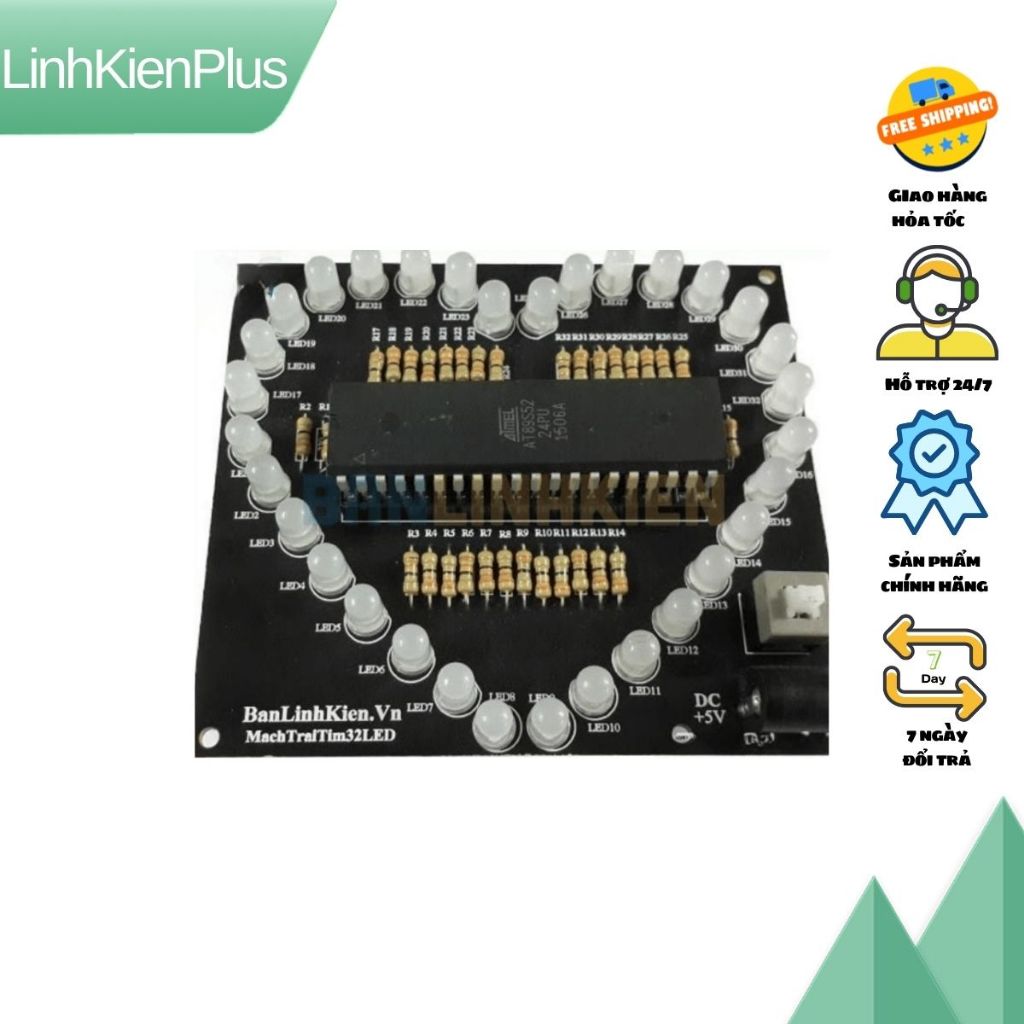 Mạch Led Trái Tim 32 Led Đã Nạp Sẵn Code | Shopee Việt Nam