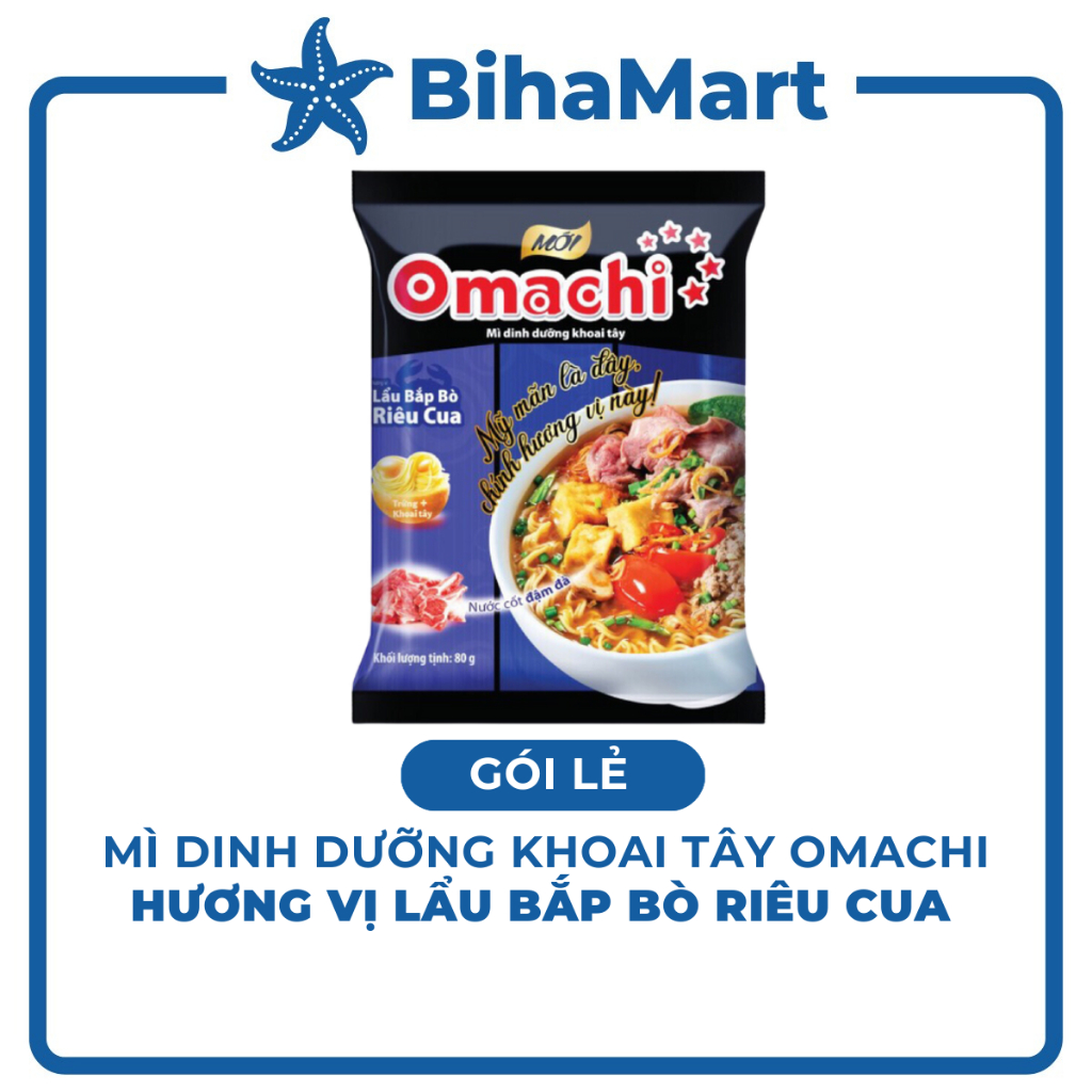 [GÓI LẺ] - MASAN - Mì Omachi GÓI hương vị Lẩu Bắp Bò Riêu Cua - Mì ăn ...