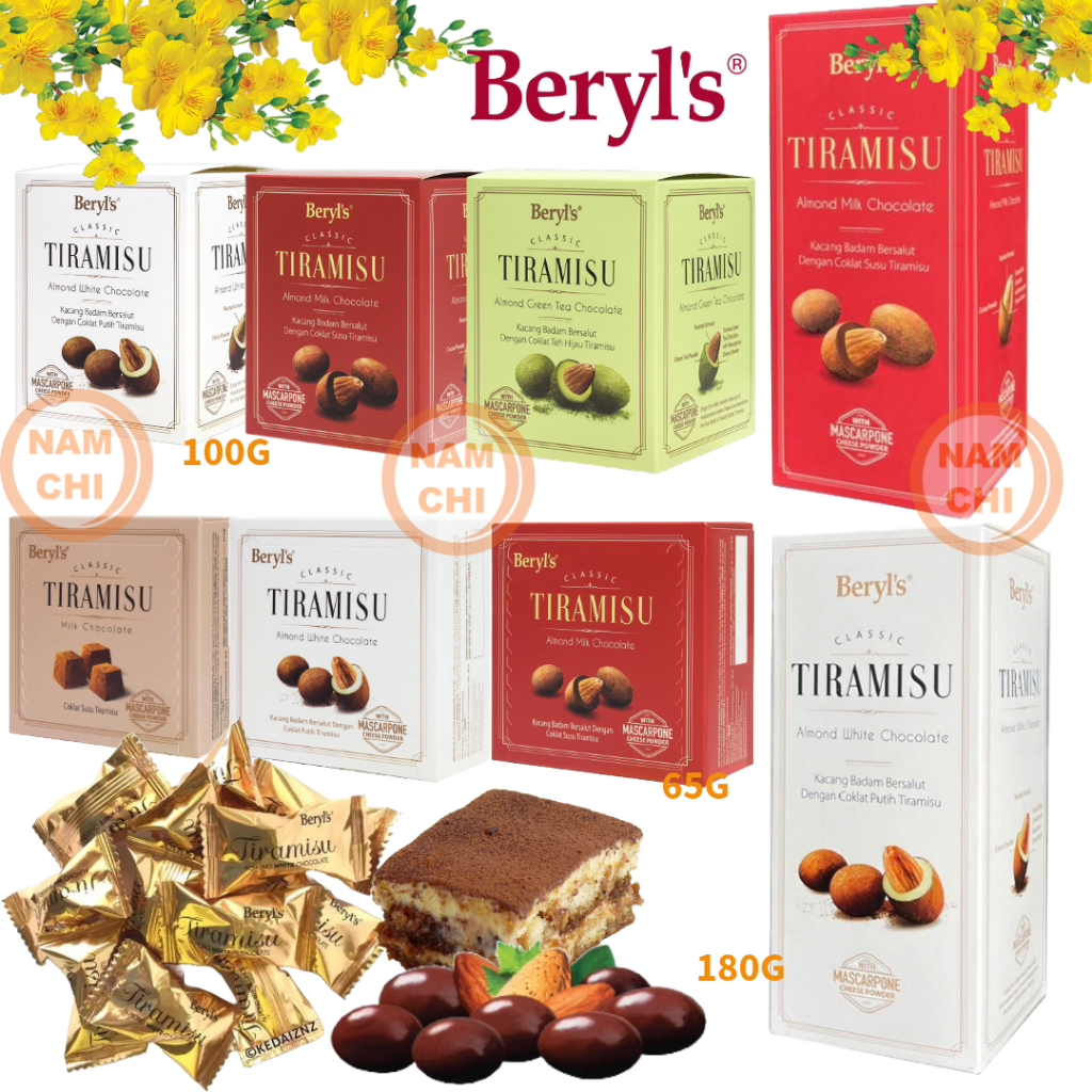 [HỘP 100G] Kẹo Socola Beryl's Tiramisu Bọc Hạnh Nhân Có 4 Vị Socola ...